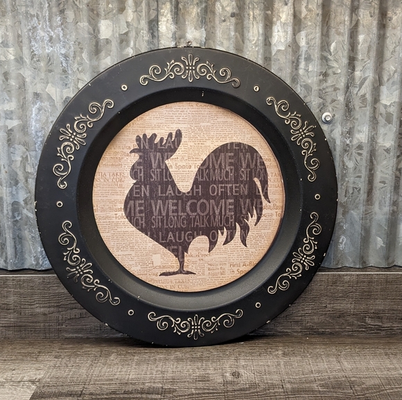 Accents | Farmhouse Metal Plate Chicken Rooster Decorative Embossed ...